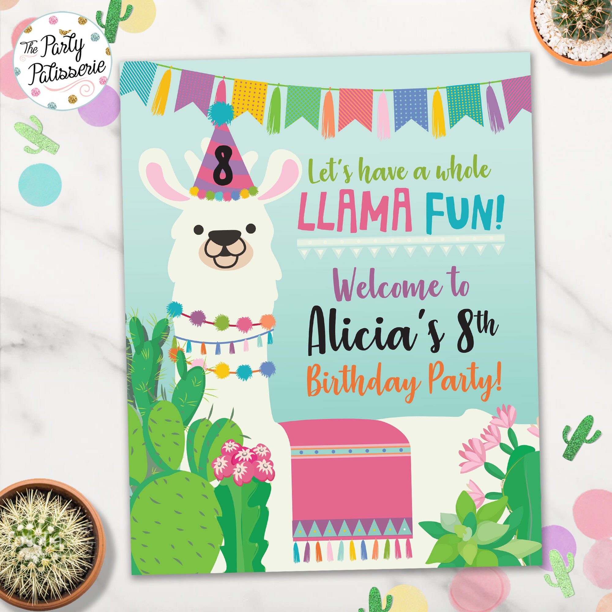 Llama Party Welcome Sign, Customize Name and Age, Digital File ...