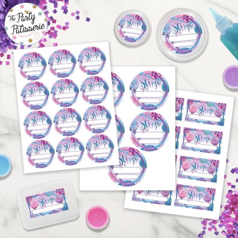 Slime Party Slime Name Labels, Instant Download, Digital File ...