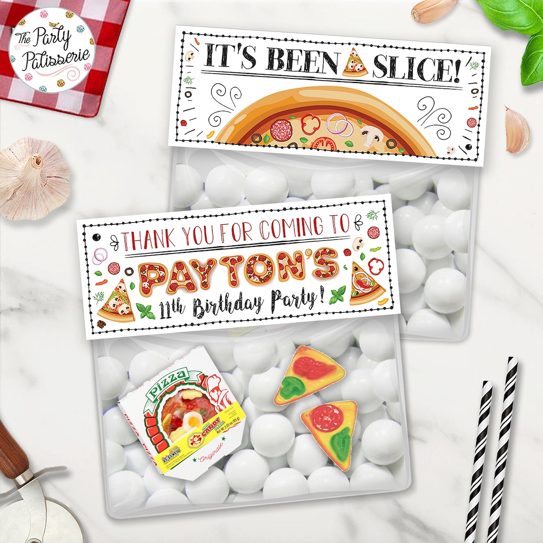 Pizza Favor Bag Toppers, Pizza Party Treat Bag, Pizza Birthday, Pizza ...