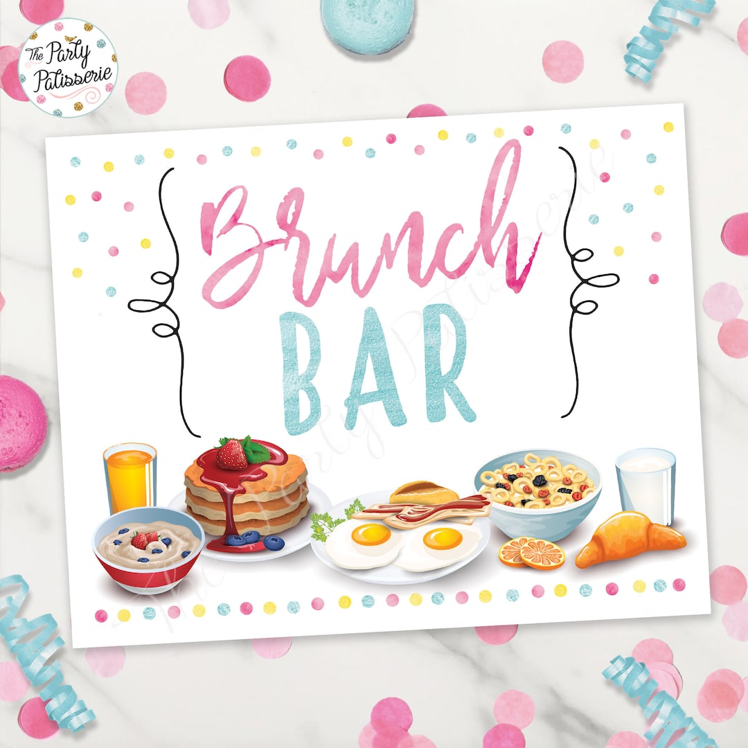 Brunch Bar Sign, Pancakes and Pajamas Party, Digital File, Printable ...