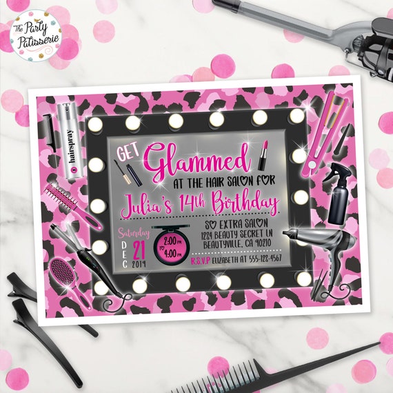 Glam Party Invitation Hair Salon Birthday Blowout Party | Etsy