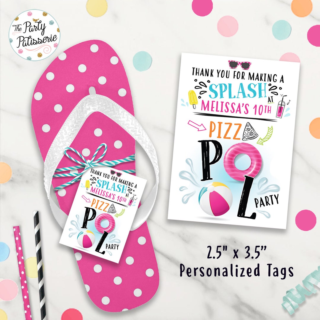Pizza Pool Party Thank You Tags, Favor Tags, Pool Party, Digital File ...