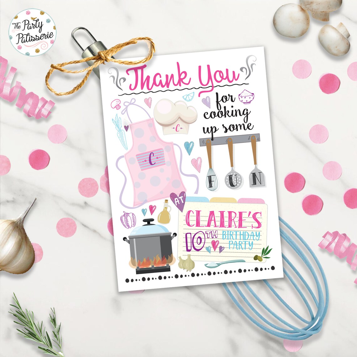Cooking Party Thank You Tag Cooking Favor Tag Digital File - Etsy