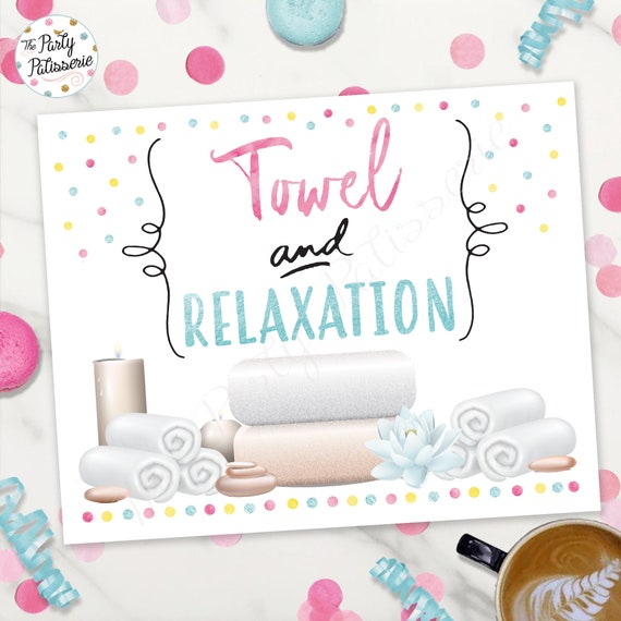 Spa Sign Towel and Relaxation Spa Station Sign Printable - Etsy