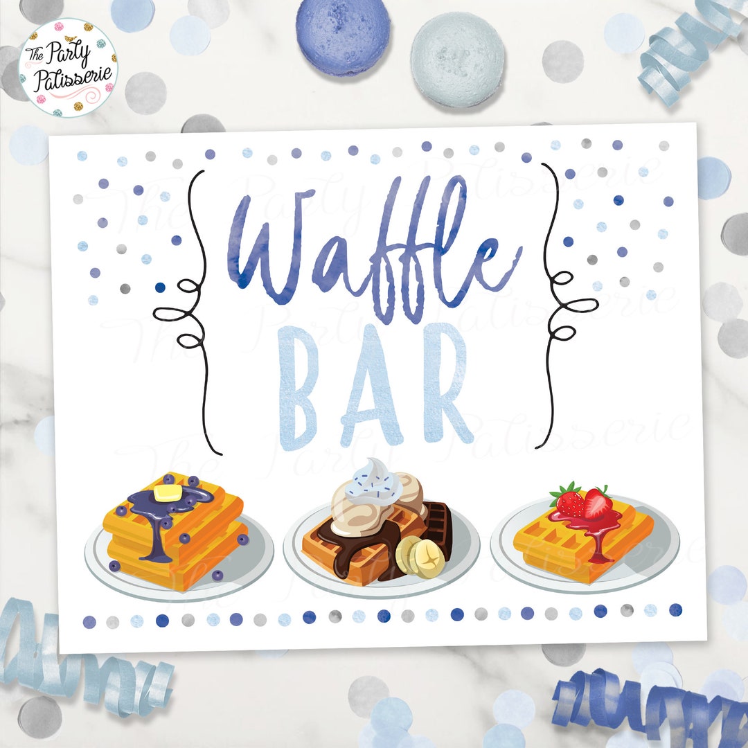 Boy Waffle Bar Sign, Digital File, Printable, Pajama Party, Waffles and ...