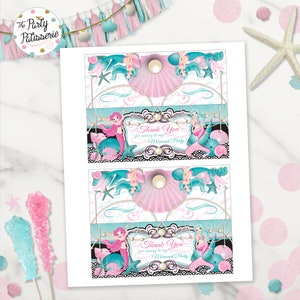 Mermaid Party Birthday Thank You Favor Bag Toppers, Instant Download ...