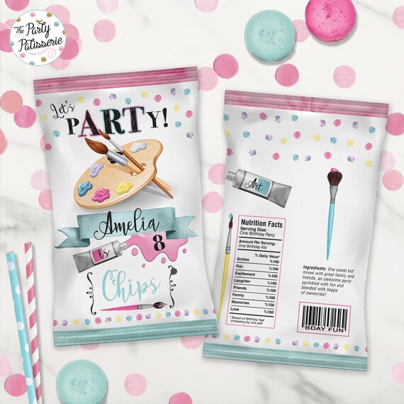 Art Party Chip Bag Label Chip Label Personalized Paint | Etsy Canada