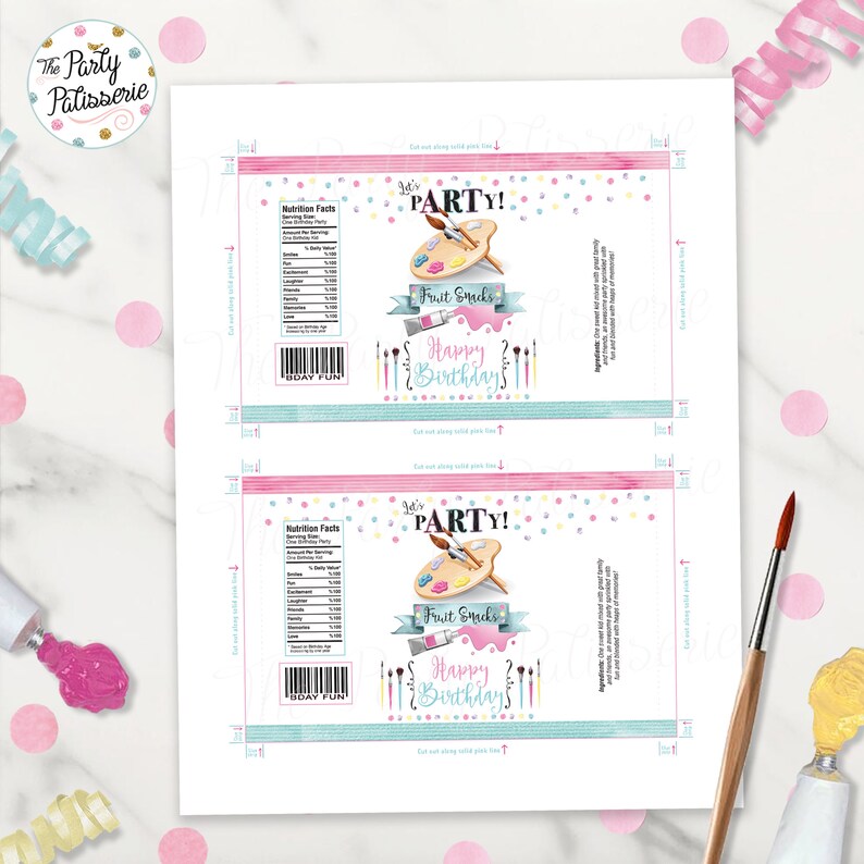 Art Party Fruit Snack Labels, Instant Download - Etsy