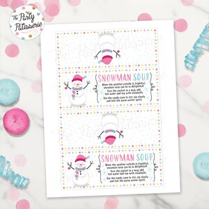 Snowman Soup Label, Digital File, Printable, Custom, Pajama Party ...