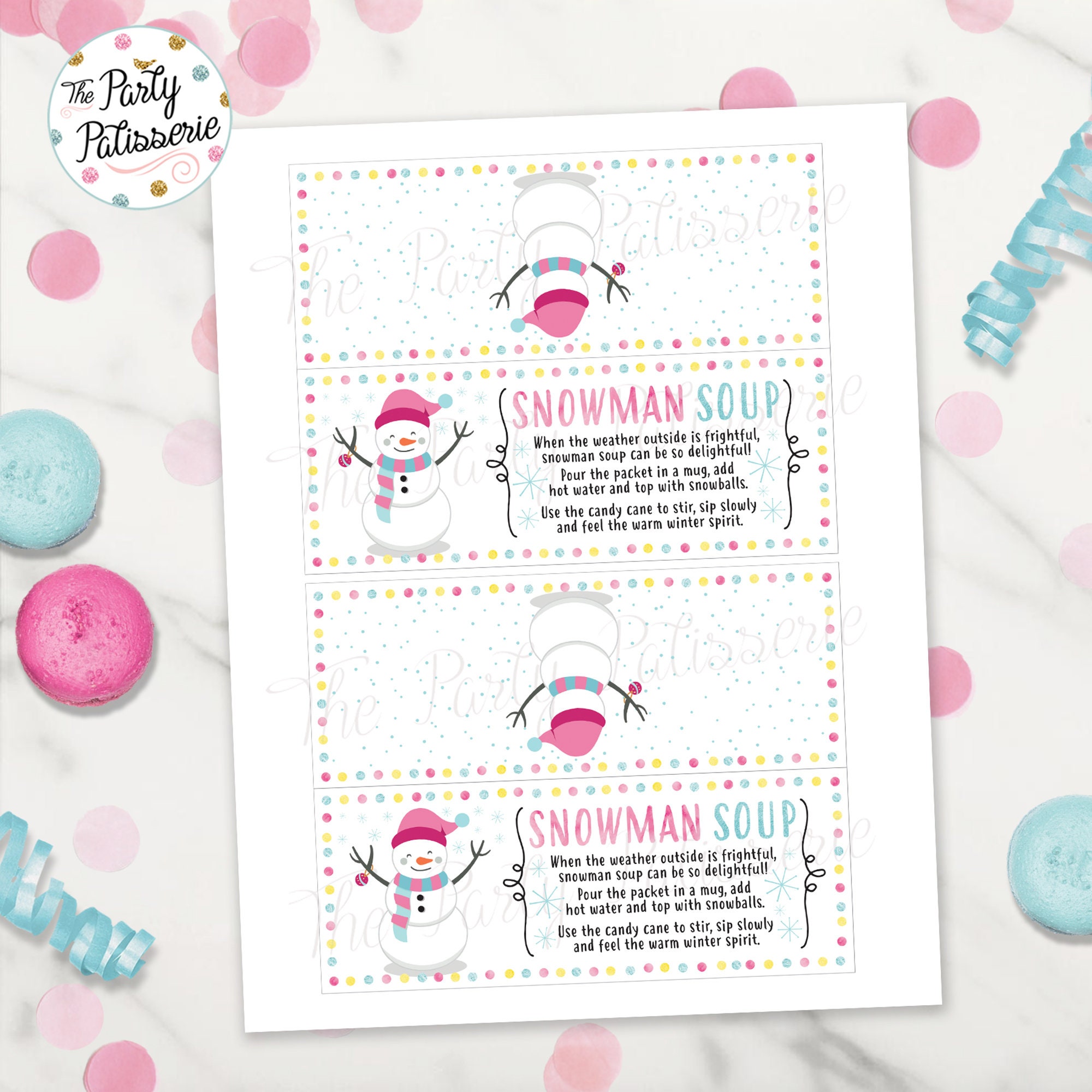 Snowman Soup Label Digital File Printable Custom Pajama - Etsy
