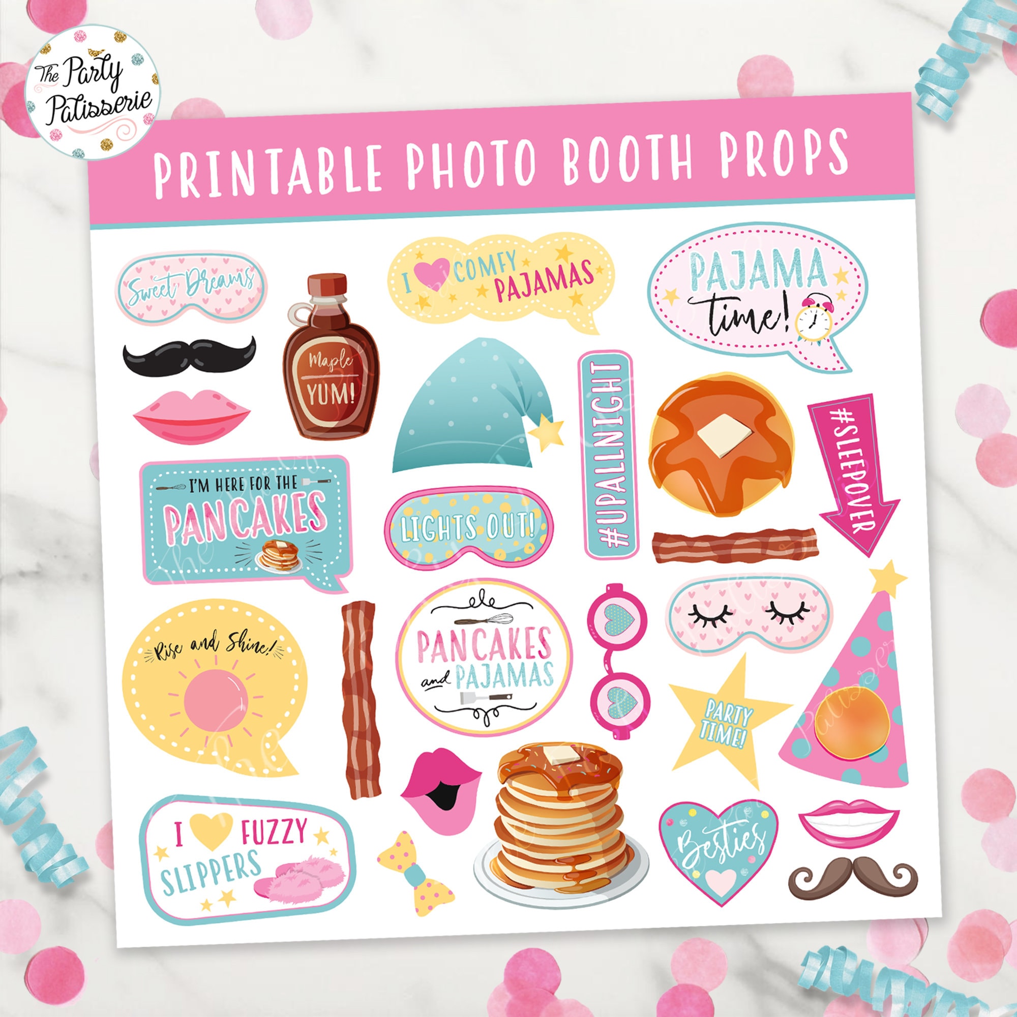 Printable Pancakes and Pajamas Photo Booth Props Photo Props - Etsy
