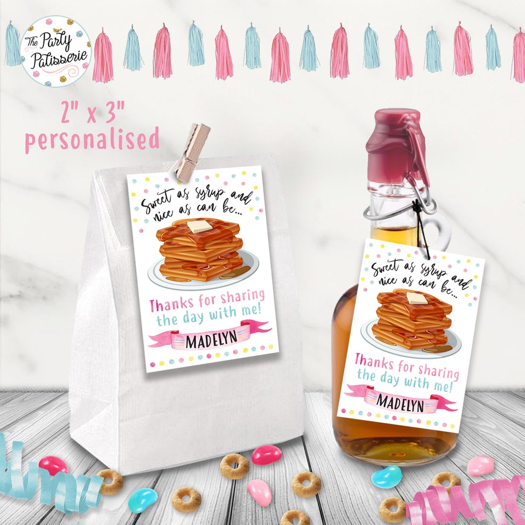 Waffles and Pajamas Favor Tag, 2" X 3", Personalized Thank You Tag ...