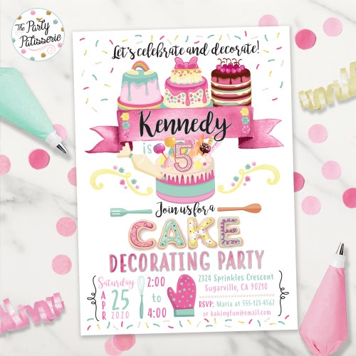 Cake Decorating Birthday Invitation Printable: Bakery - Etsy