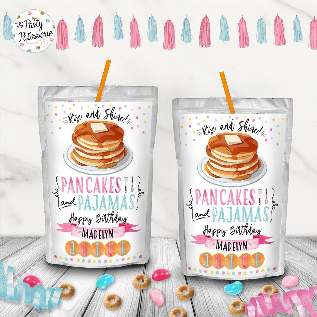 Pancakes and Pajamas Juice Pouch Label, Digital File, Printable, Custom ...