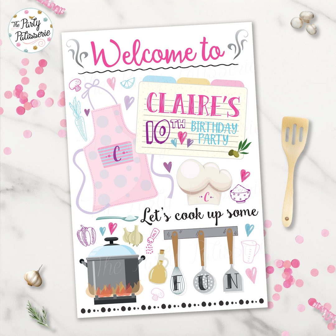 Cooking Party Welcome Sign, Door Sign, Chef Party, Digital File ...