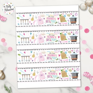 Cooking Party Water Bottle Labels, Cooking Party, Bottle Wrap, Digital ...