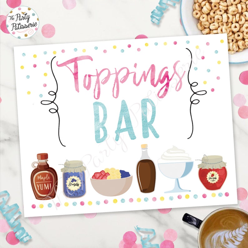 Toppings Bar Sign Pancake Party Digital File Printable - Etsy