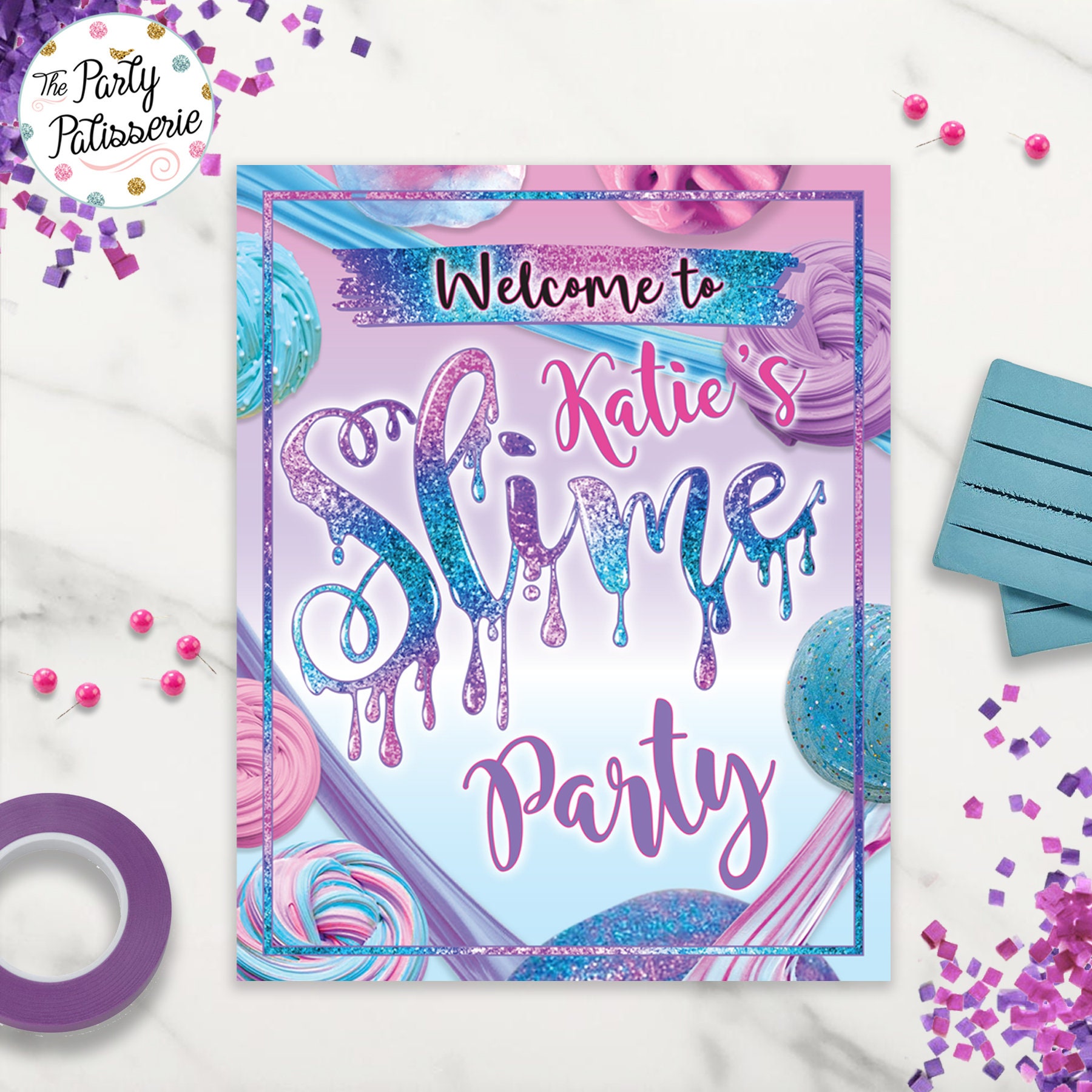 Slime Birthday Welcome Sign, Slime Party, Digital File, Printable ...