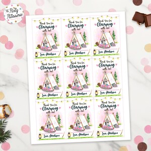 Glamping Birthday Thank You Tags, 2.5"x3.5", Glamping Favor Tags ...