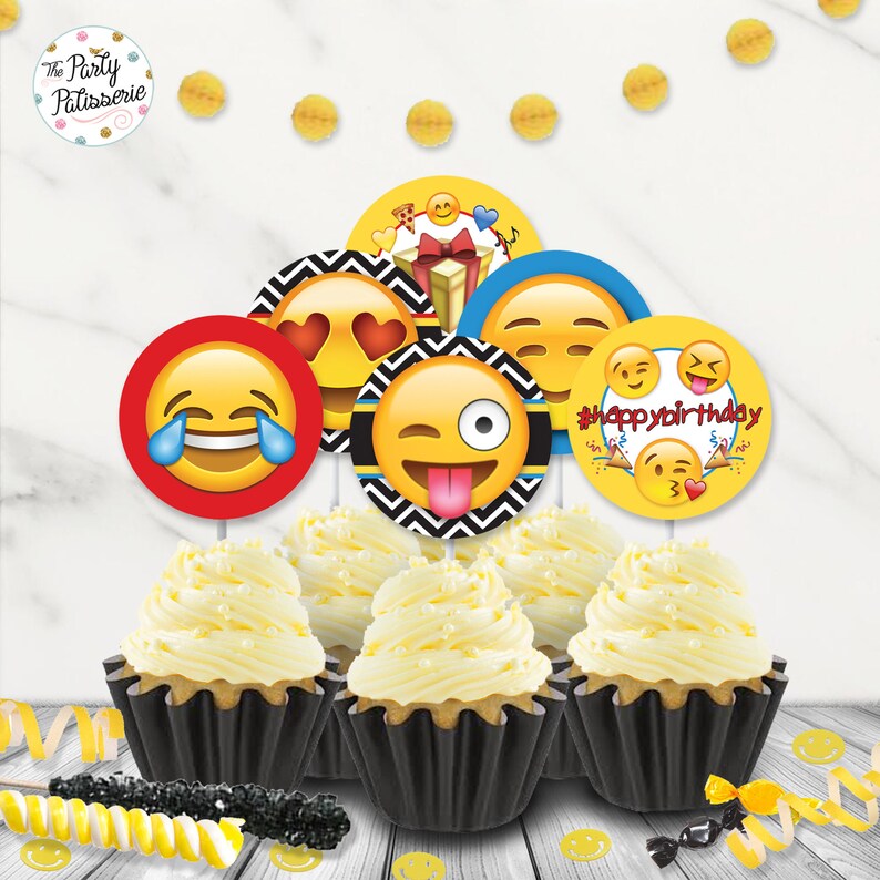 EMOJI Cupcake Circles Emoji Cupcake Toppers Emoji Birthday - Etsy