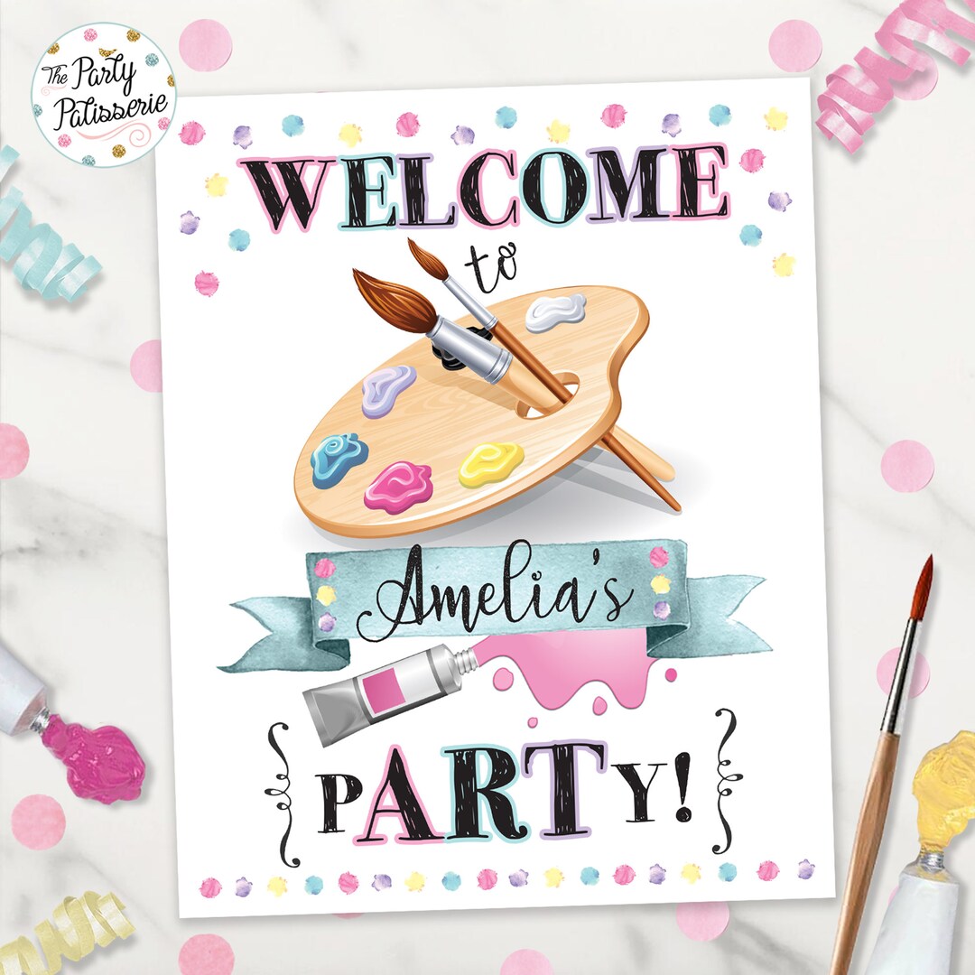 Art Party Welcome Sign, Door Sign, Paint Party, Digital File, Printable ...