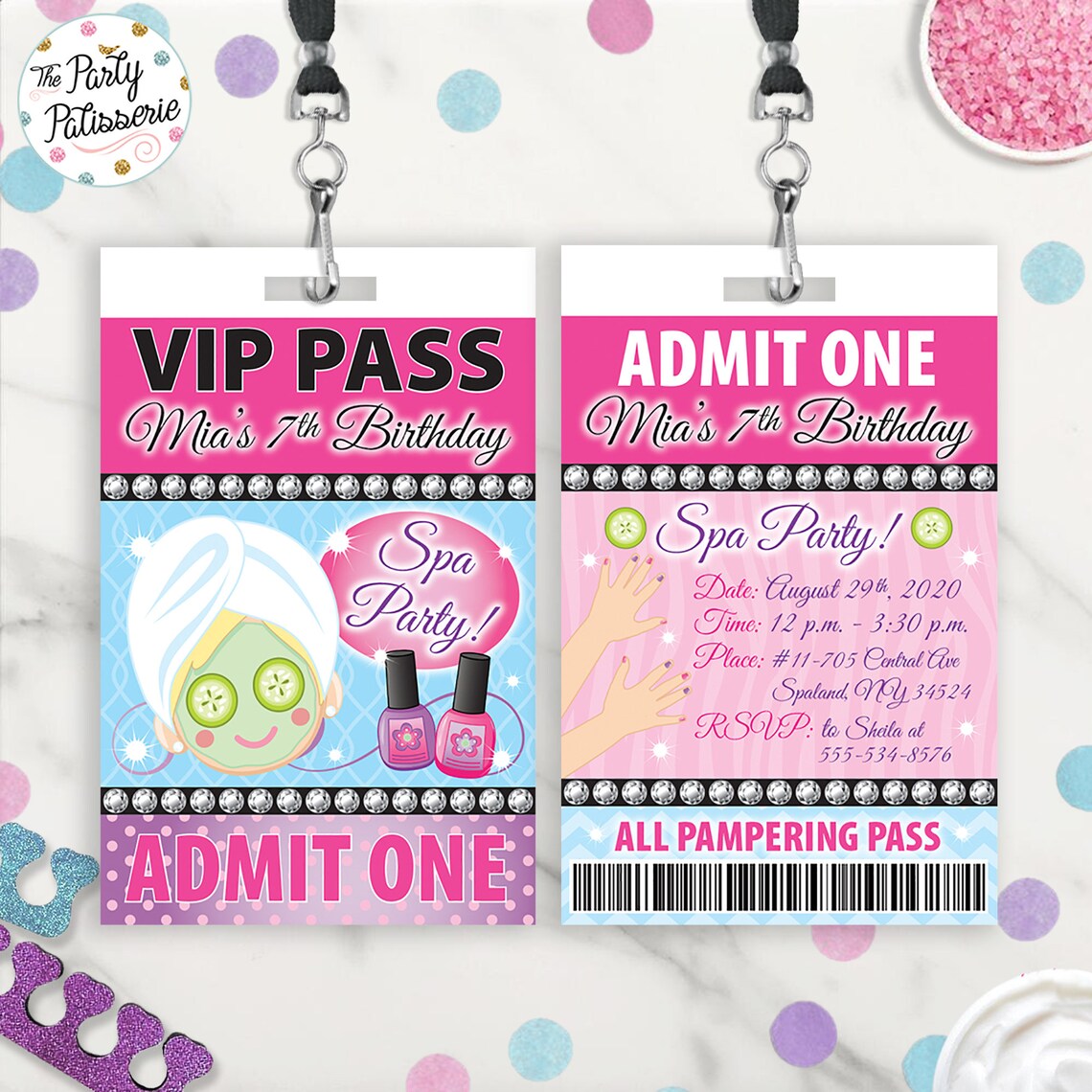 VIP Pass Spa Party Invitation, VIP Lanyard, Printable, Backstage Pass ...