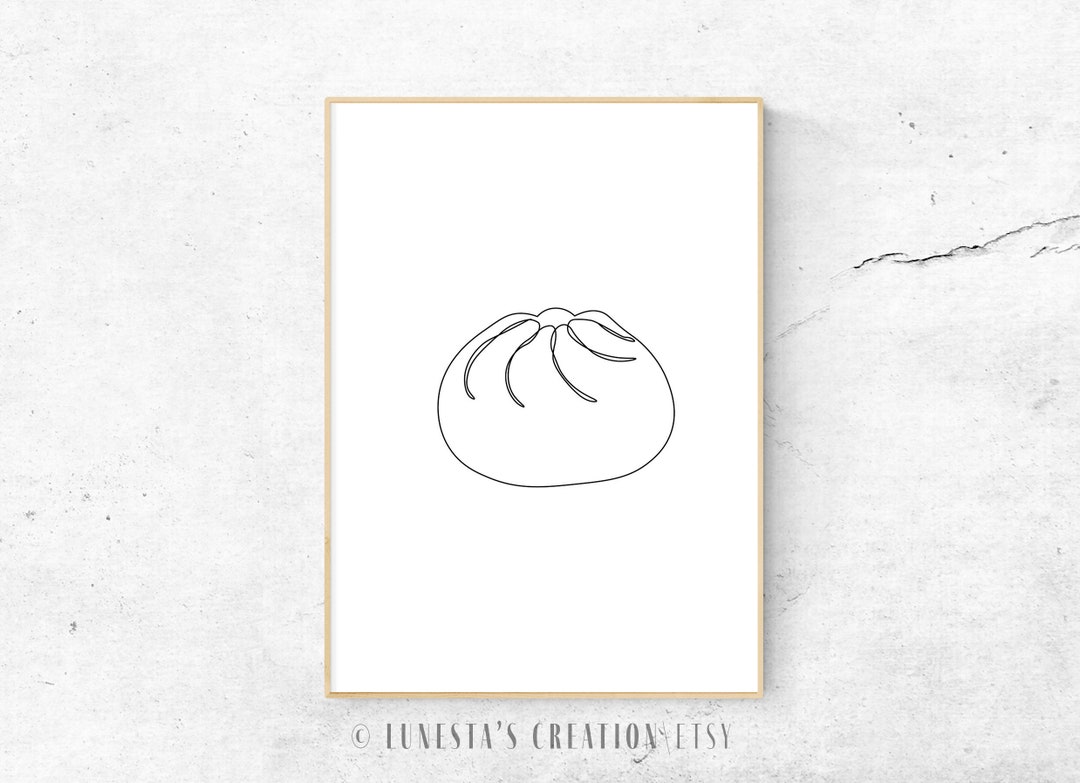 Abstract Dumpling Bun Printable; Kitchen One Line Art; Printable ...