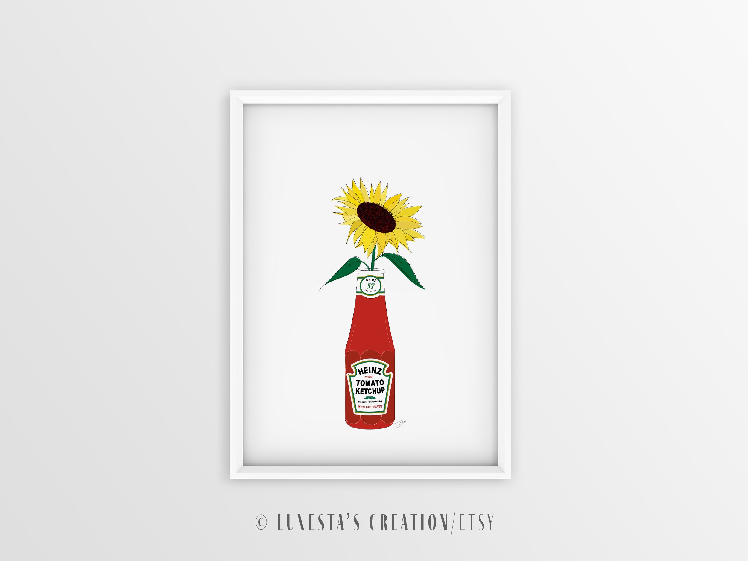 Ketchup Wall Art Retro Condiment Wall Decor Sunflower - Etsy