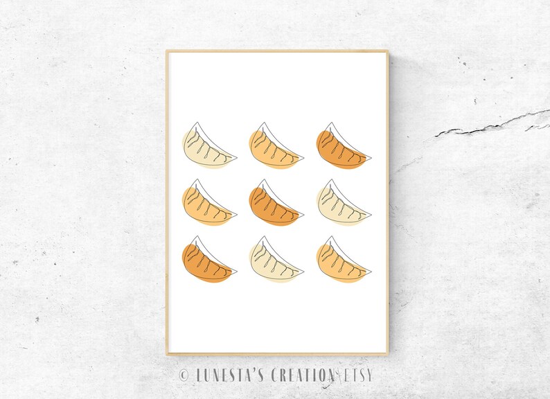 Neutral Tone Kitchen Wall Art; Abstract Dumpling Printable; Dumpling ...