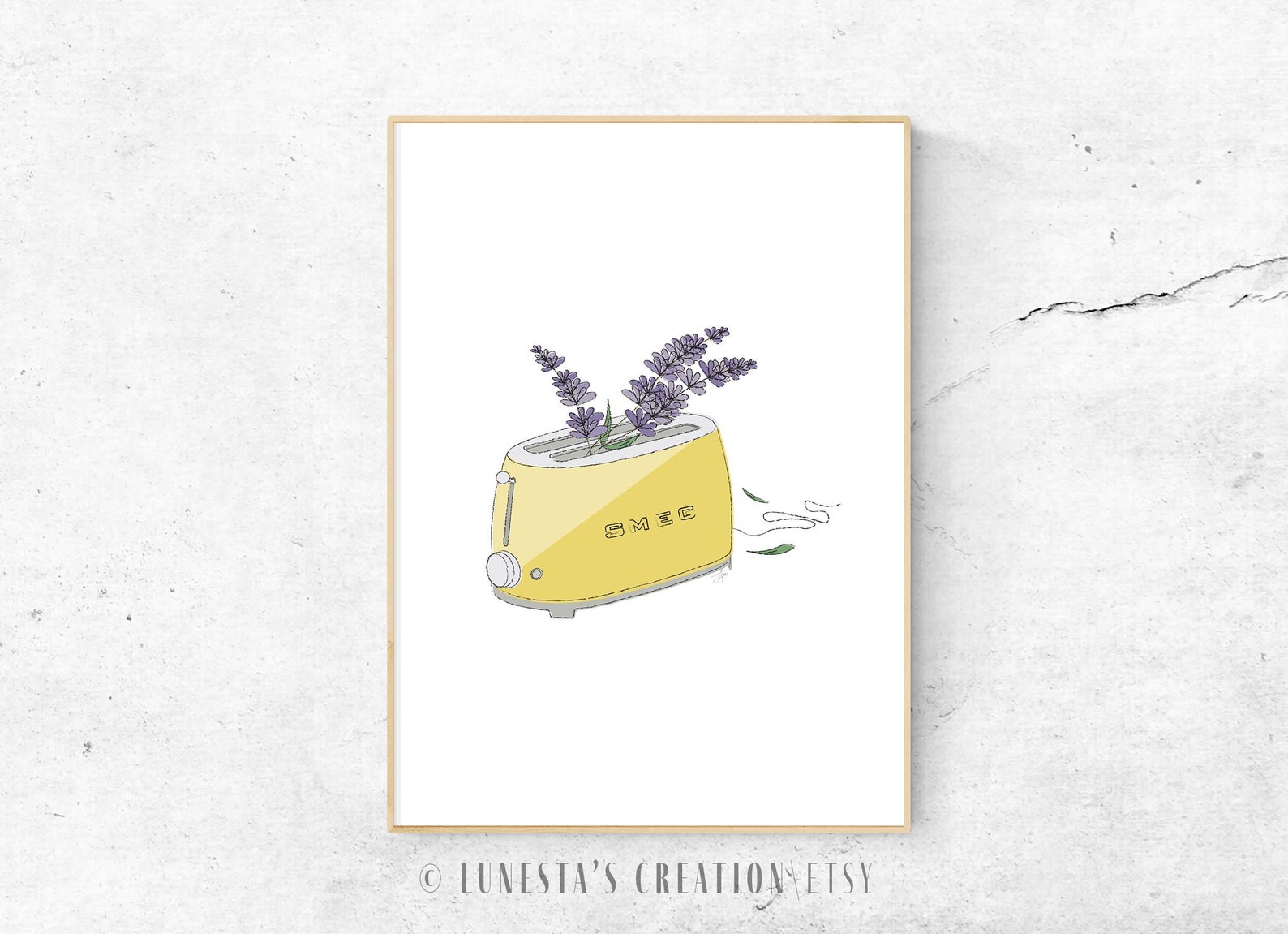 Retro Smeg Toaster Poster; Coffee Shop Decor; Floral Kitchen Wall Print ...