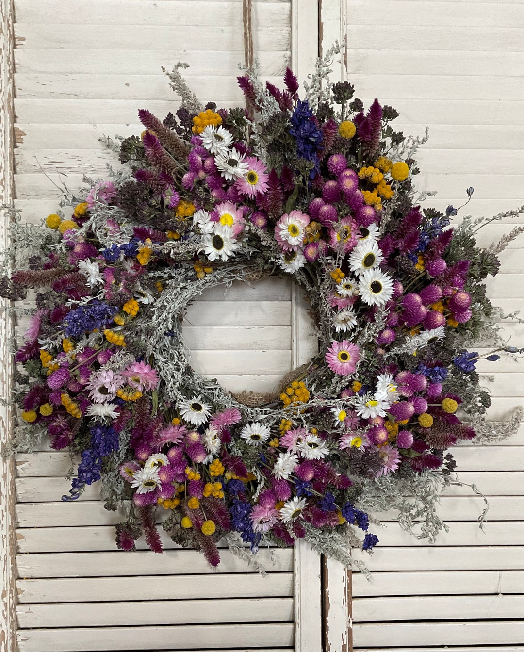 Dried Flower Wreath, Spring Wreath, Dried Floral Wreath, Indoor Wreath ...