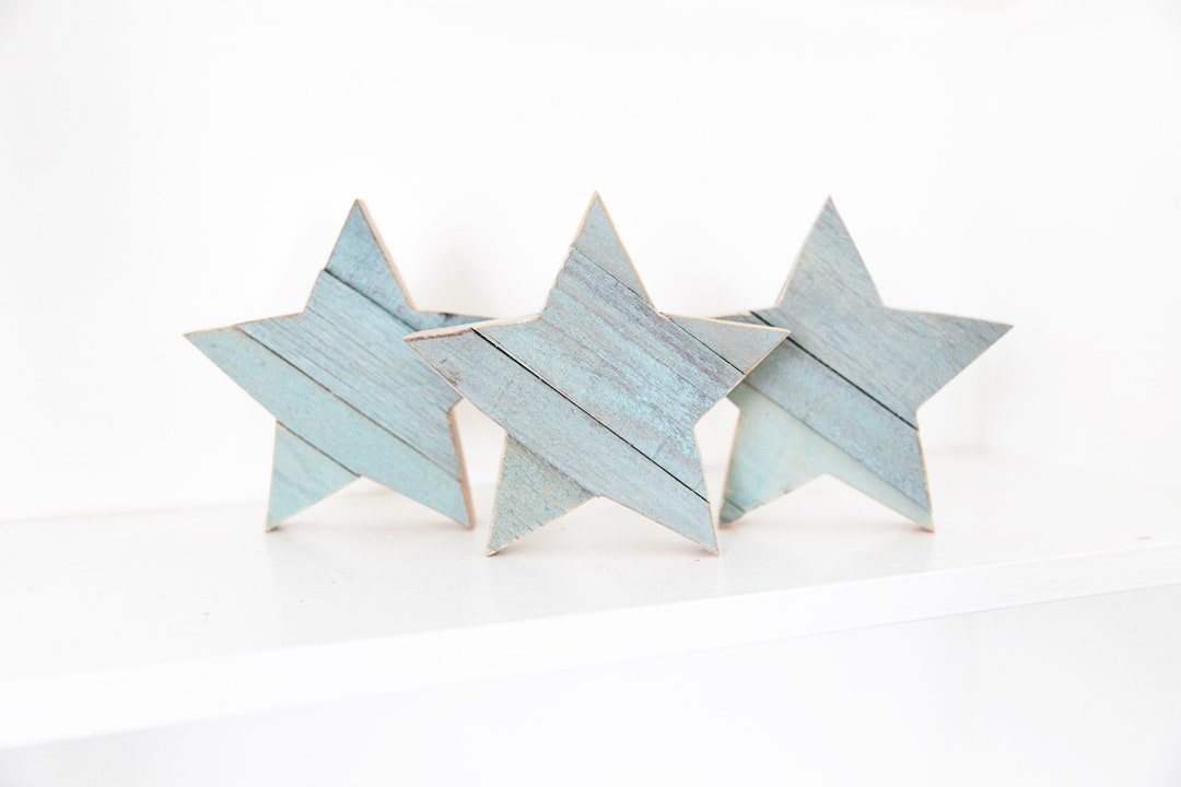 Nursery Wall Decor, Blue Stars, Light Baby Blue Star, Wood Star, Wooden ...