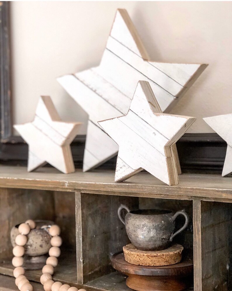 Star Decor White Star Wall Decor Wooden Star Decoration | Etsy Australia