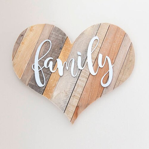 Rustic Home Decor Wooden Farmhouse Heart Wood Family Heart - Etsy