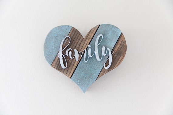 Rustic Home Decor Wooden Farmhouse Heart Wood Family Heart - Etsy
