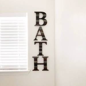 Bathroom Decor, Wood Letters, Wall Letters, BATH, Farmhouse, Bathroom ...