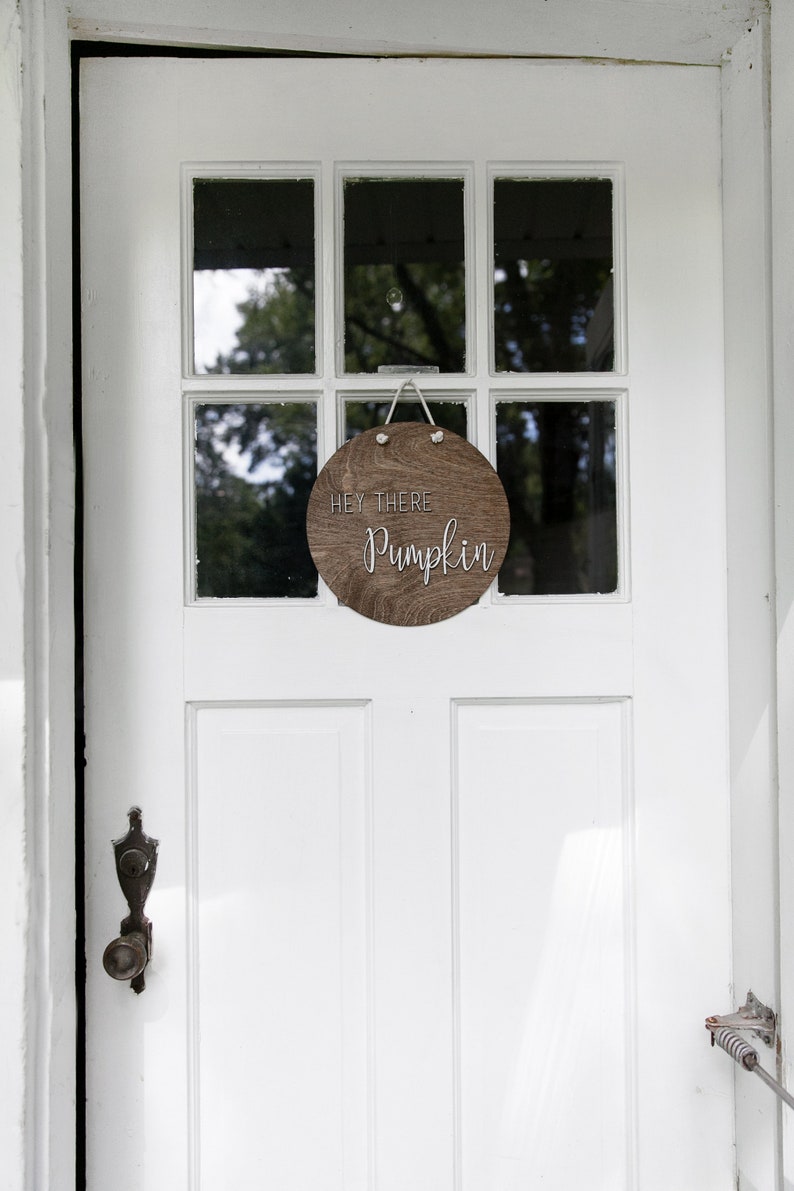 Fall Front Door Decor Hey There Pumpkin Sign | Etsy