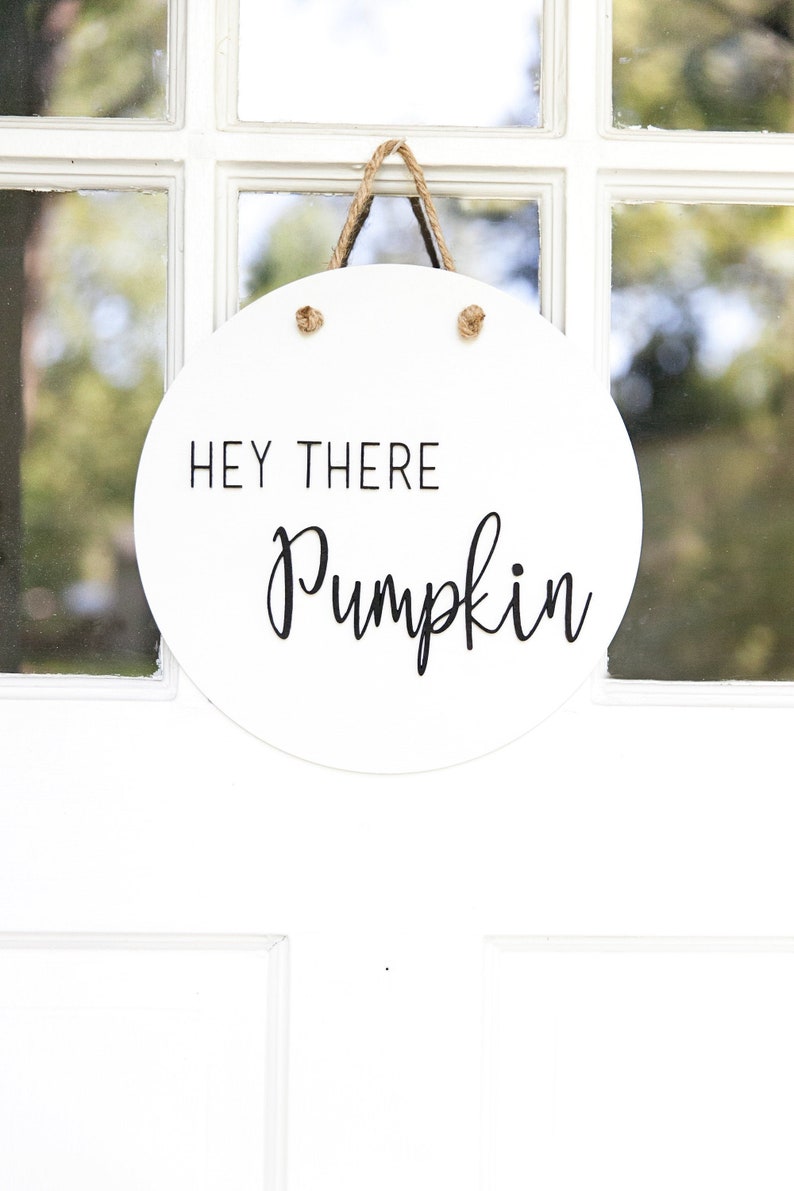Fall Front Door Decor Hey There Pumpkin Sign | Etsy
