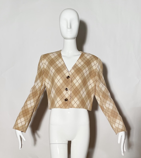 Plaid Cropped Blazer - Gem