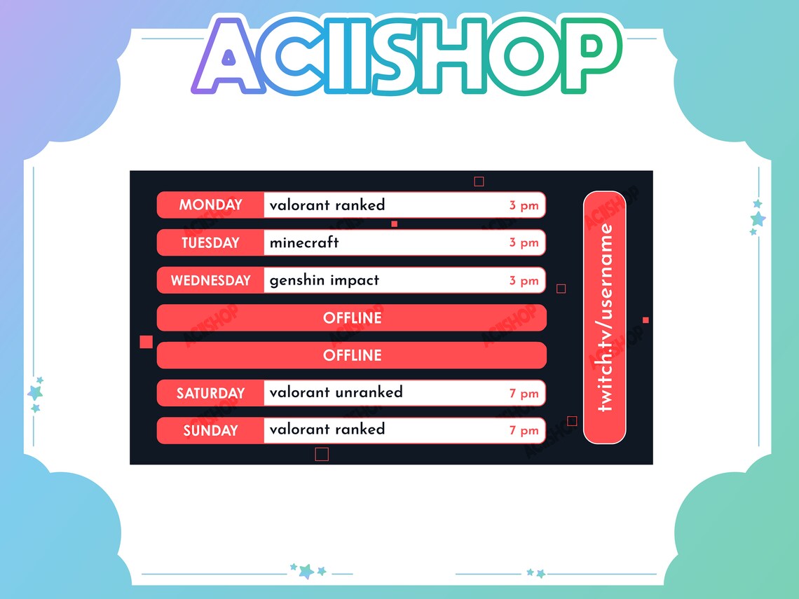 Valorant Stream Schedule Twitch & Youtube Stream Planner Editable Canva ...