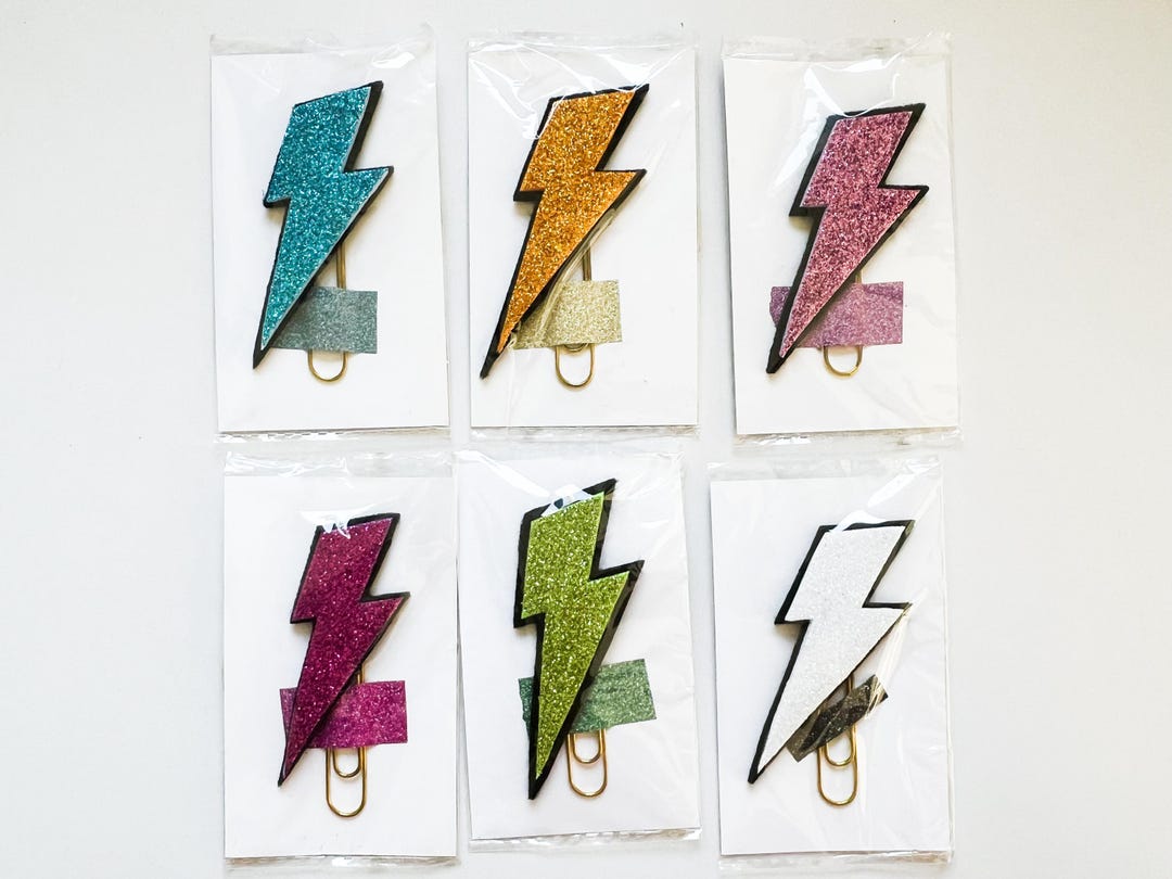 Planner Clips and Bookmarks - Lightening Bolt Page Marker Handmade Felt ...
