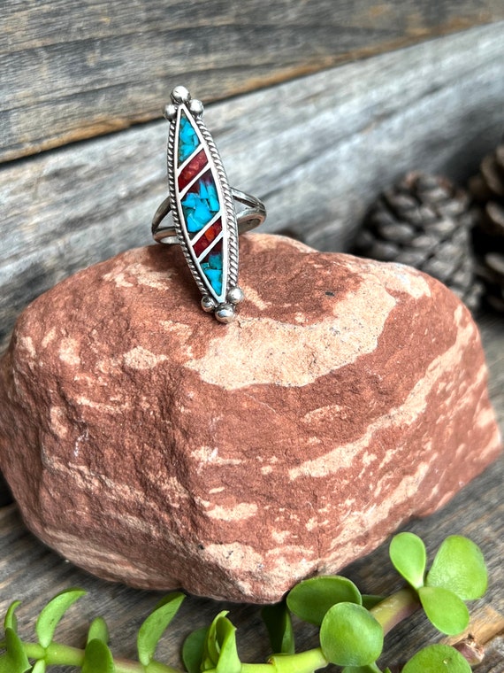 Vintage Navajo Turquoise inlay rings • Native America… - Gem