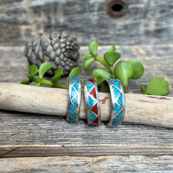 Vintage Navajo Turquoise inlay rings • Native America… - Gem