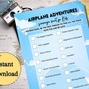 Printable Airplane Travel Scavenger Hunt for Kids | Engaging In-flight ...