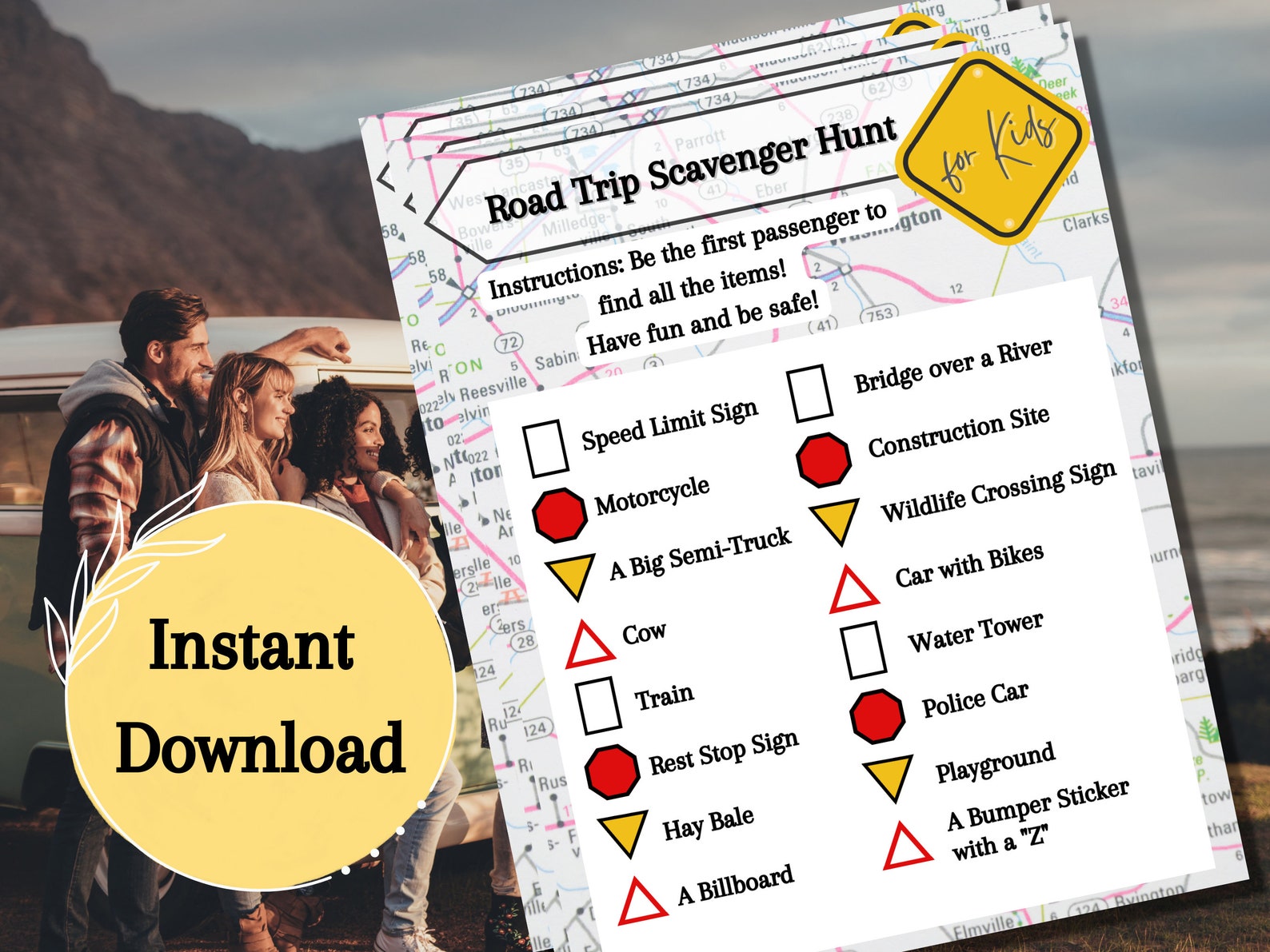 Printable Road Trip Scavenger Hunt for Kids | Engaging Activity for ...
