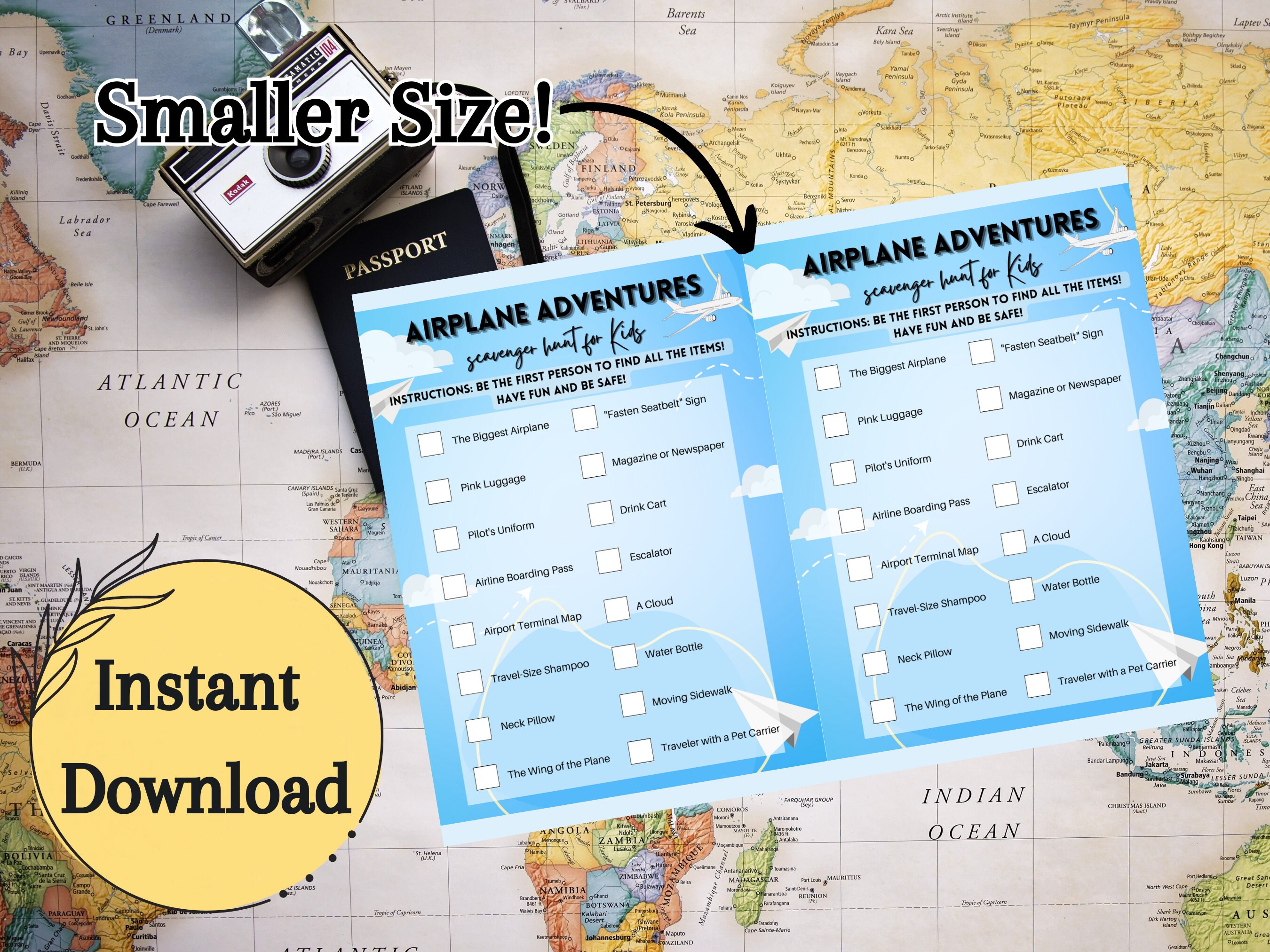 Printable Airplane Travel Scavenger Hunt for Kids | Engaging In-flight ...