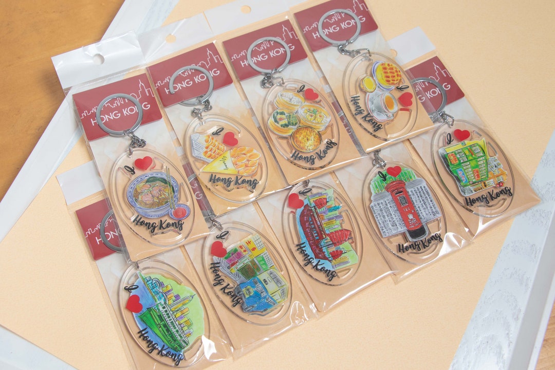 I Love Hong Kong Series Keychains X 2 Pcs – Egg Waffle/ Wonton Noodle ...