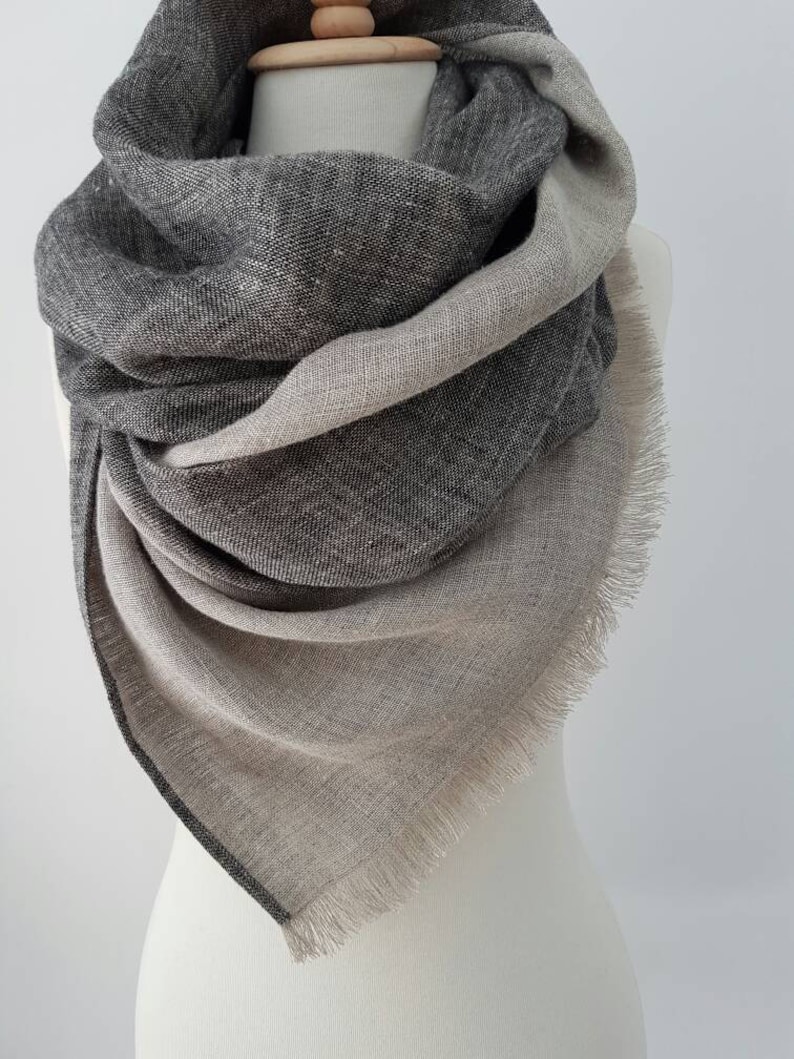 Gauze Cotton Scarf in Gray&light Gray - Unisex Cotton Scarves - Cozy ...
