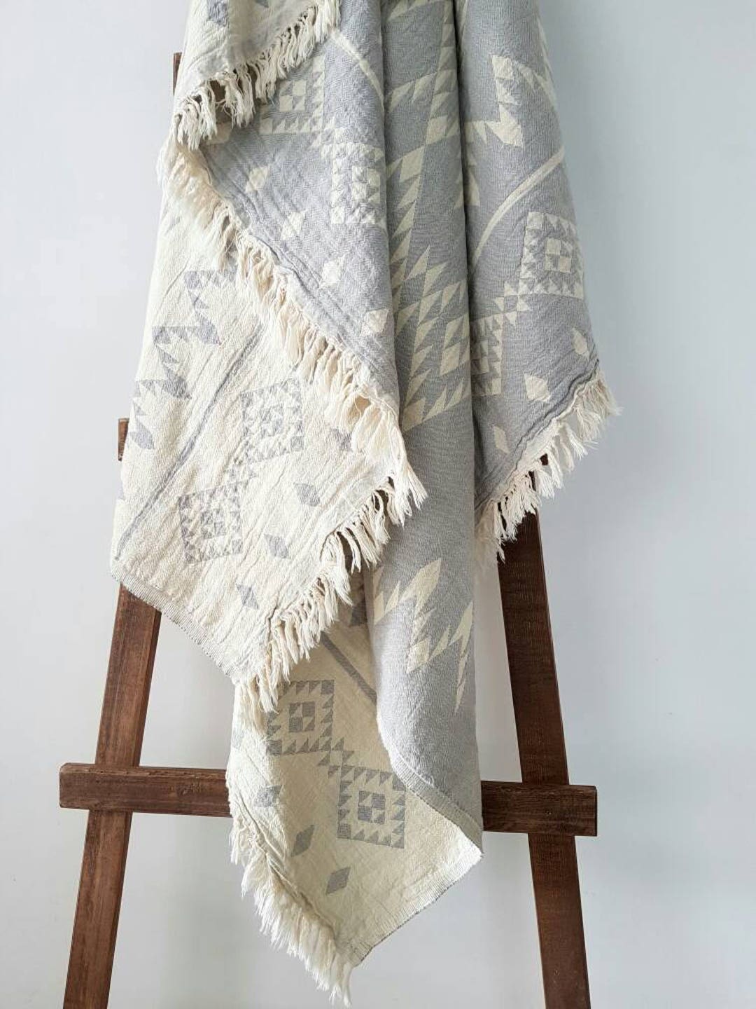 Grey Aztec Blanket Throw in Native American Design Throw Picnic Blanket ...