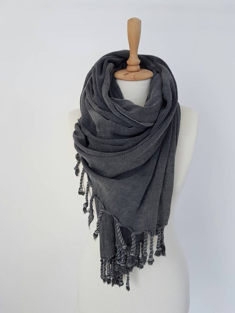 Oversized Scarf With Tassels - Bohemian Style Scarf - Rustic ...